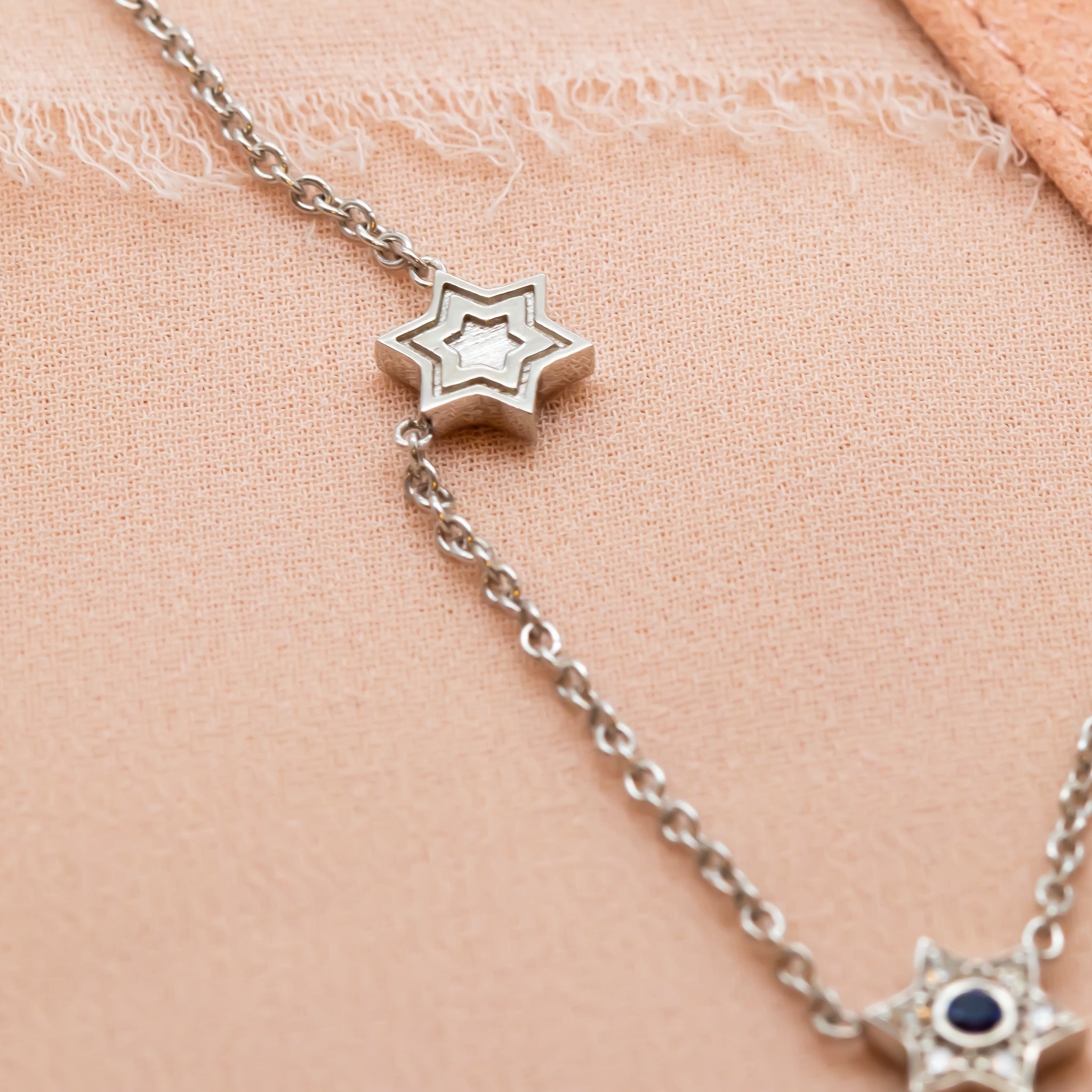 Seven Stars Diamond Star of David Necklace | 14K Gold, Blue Sapphire ...
